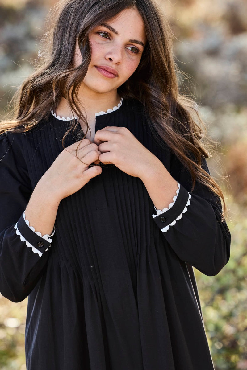 Pashmini Olivia Scalloped Black Maxi Dress | Macaroni Kids