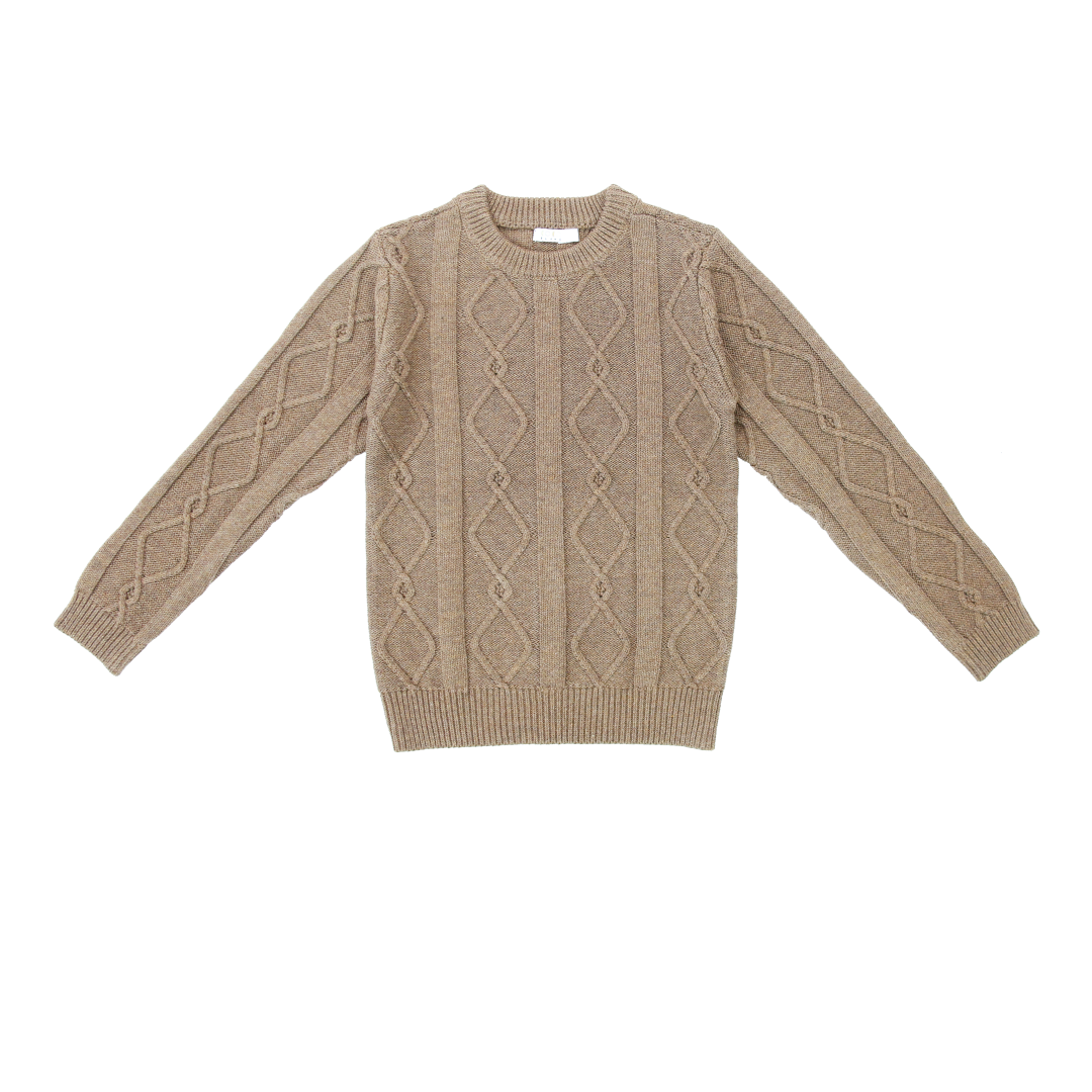 Coco Blanc Diamond Crew Mocha Sweater | Macaroni Kids