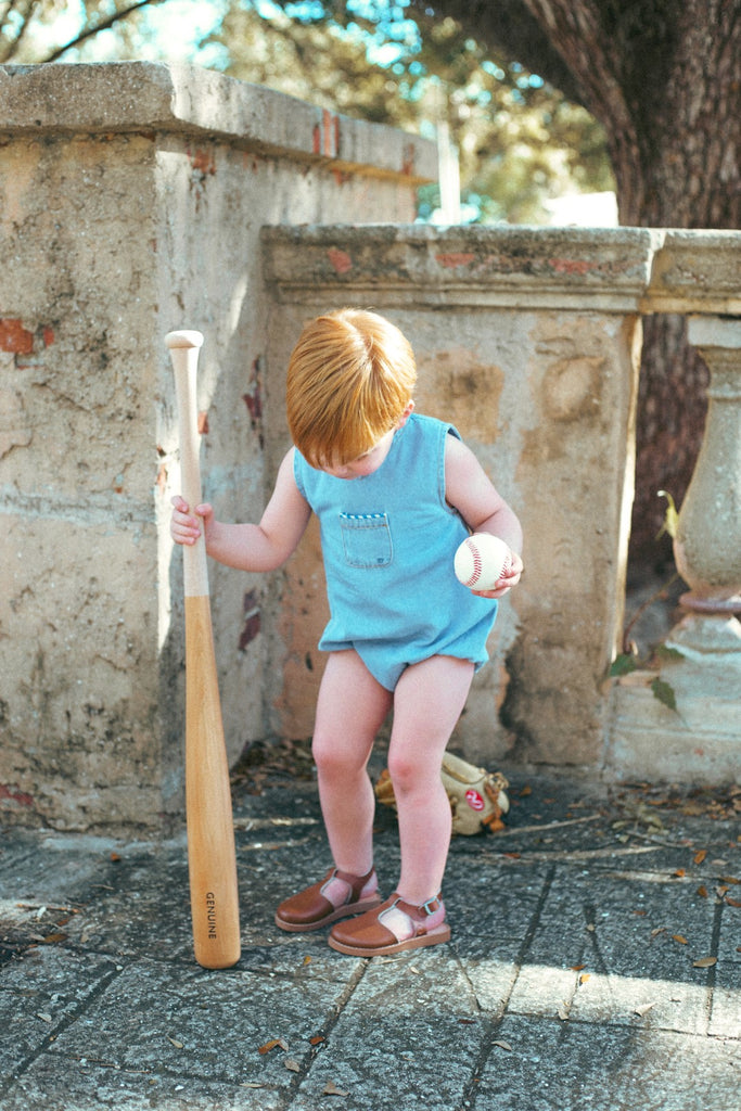 Madeleine Boy Denim Romper | Macaroni Kids