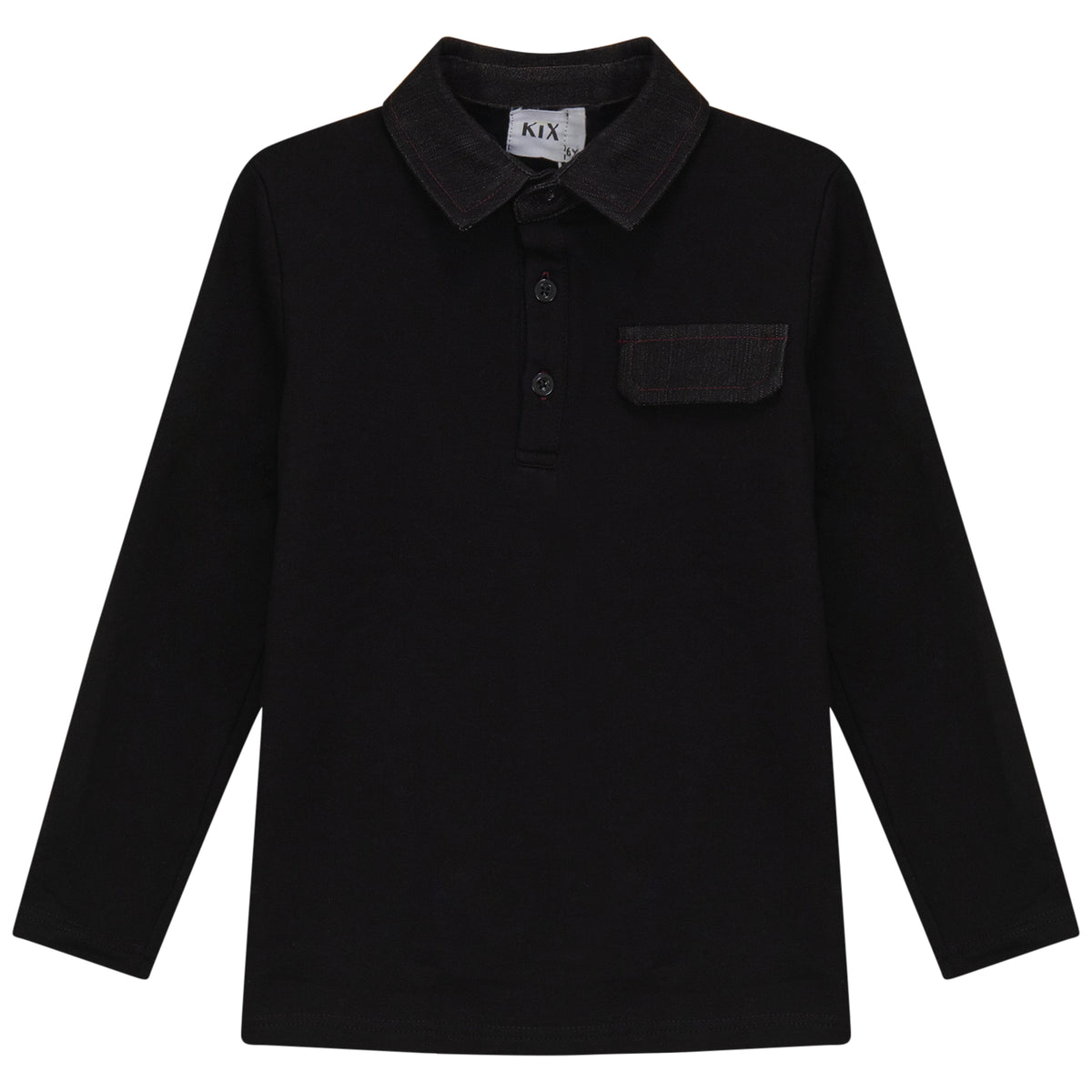 Kix Denim Stitched Black Shirt | Macaroni Kids