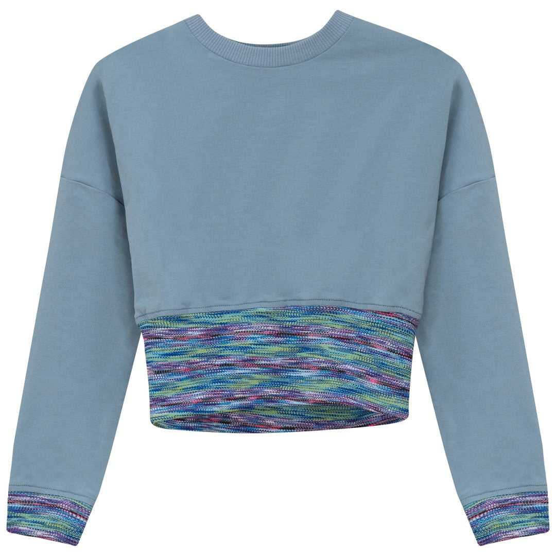 Kix Striped Rib Denim Sweatshirt | Macaroni Kids