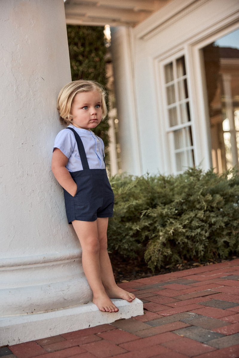 Little Parni Boys Cotton Navy Blue Overall K659 | Macaroni Kids