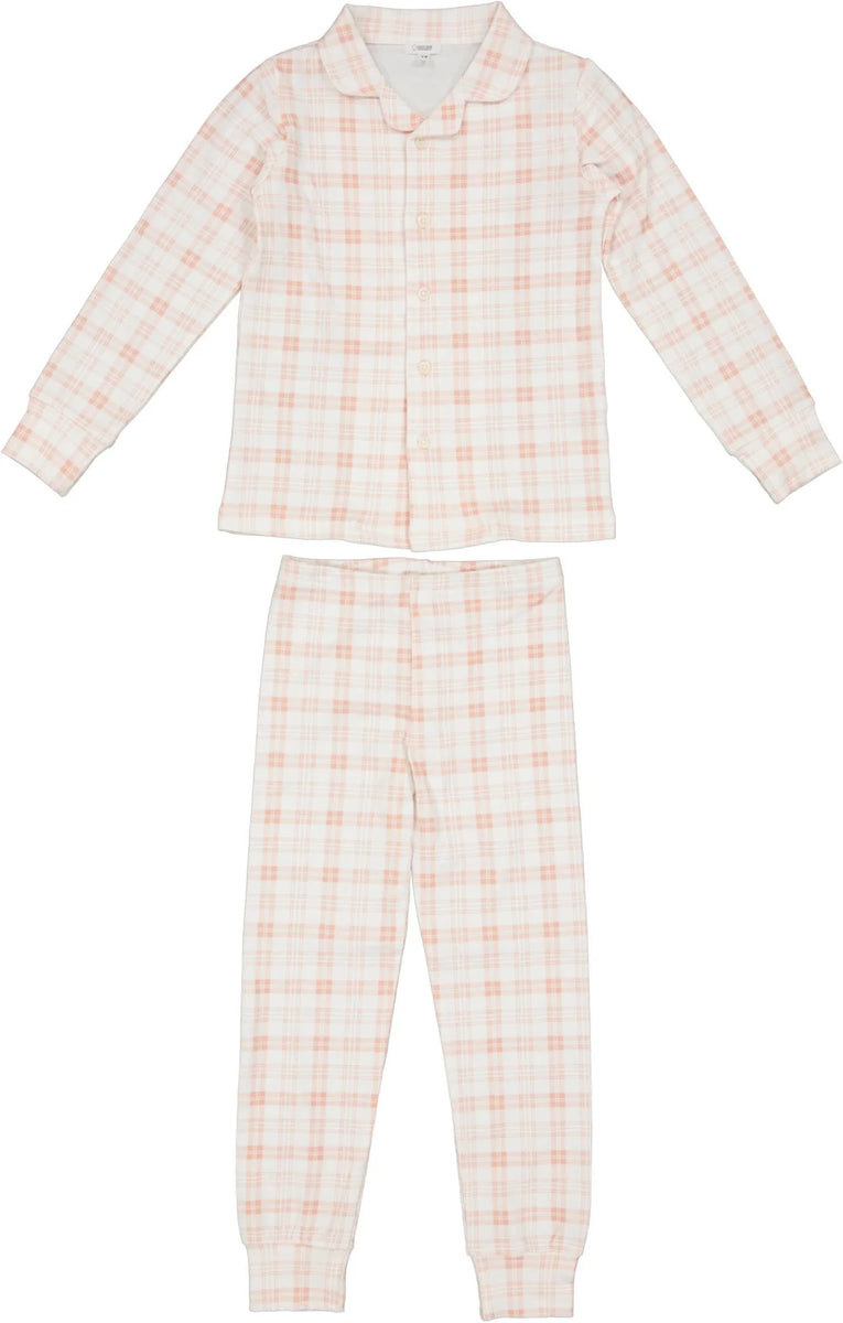 Bonjoy Plaid Grandpa Ivory/Pink Pajamas FINAL SALE | Macaroni Kids