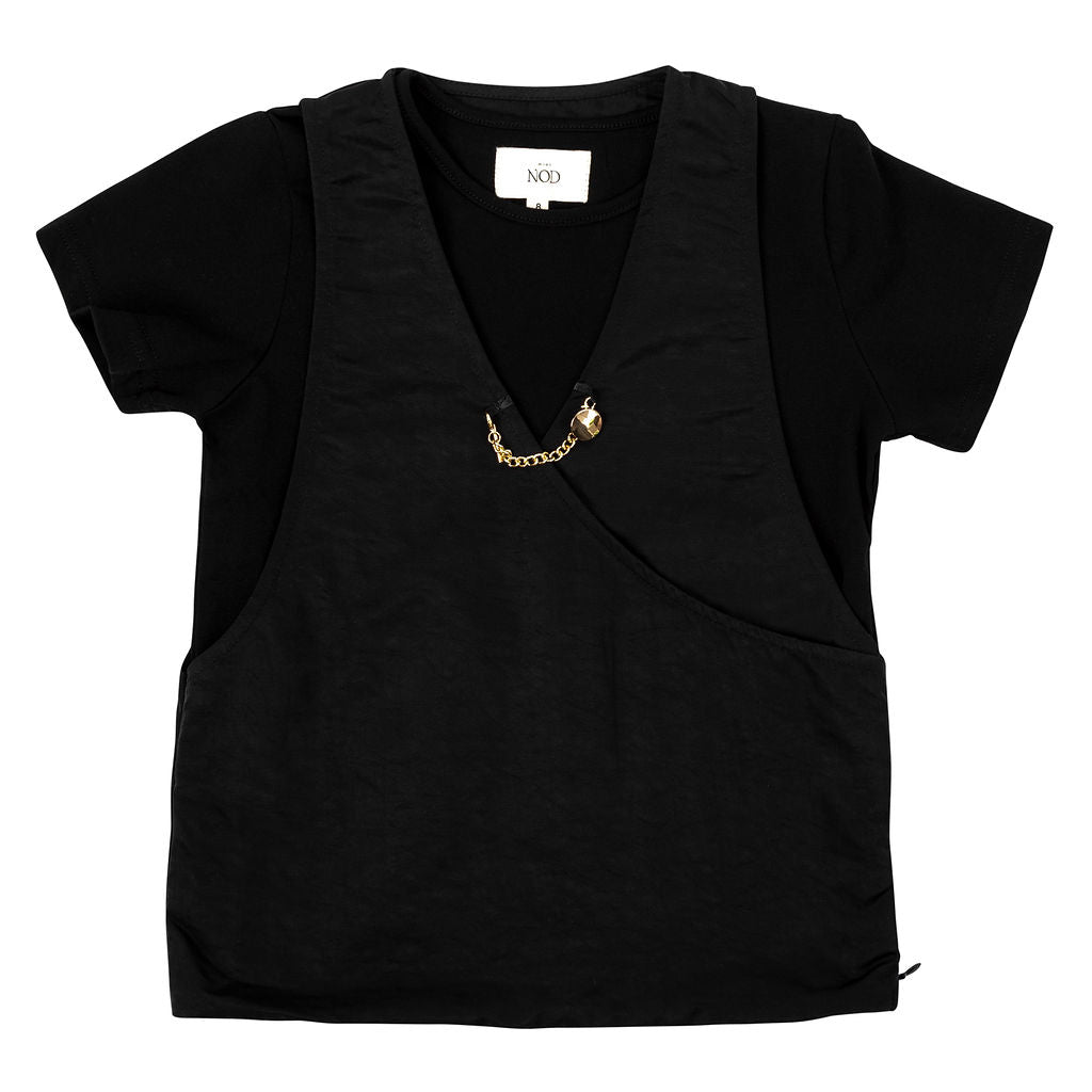 Mini Nod Chain Combo Boys Set Black vest and T-Shirt | Macaroni Kids