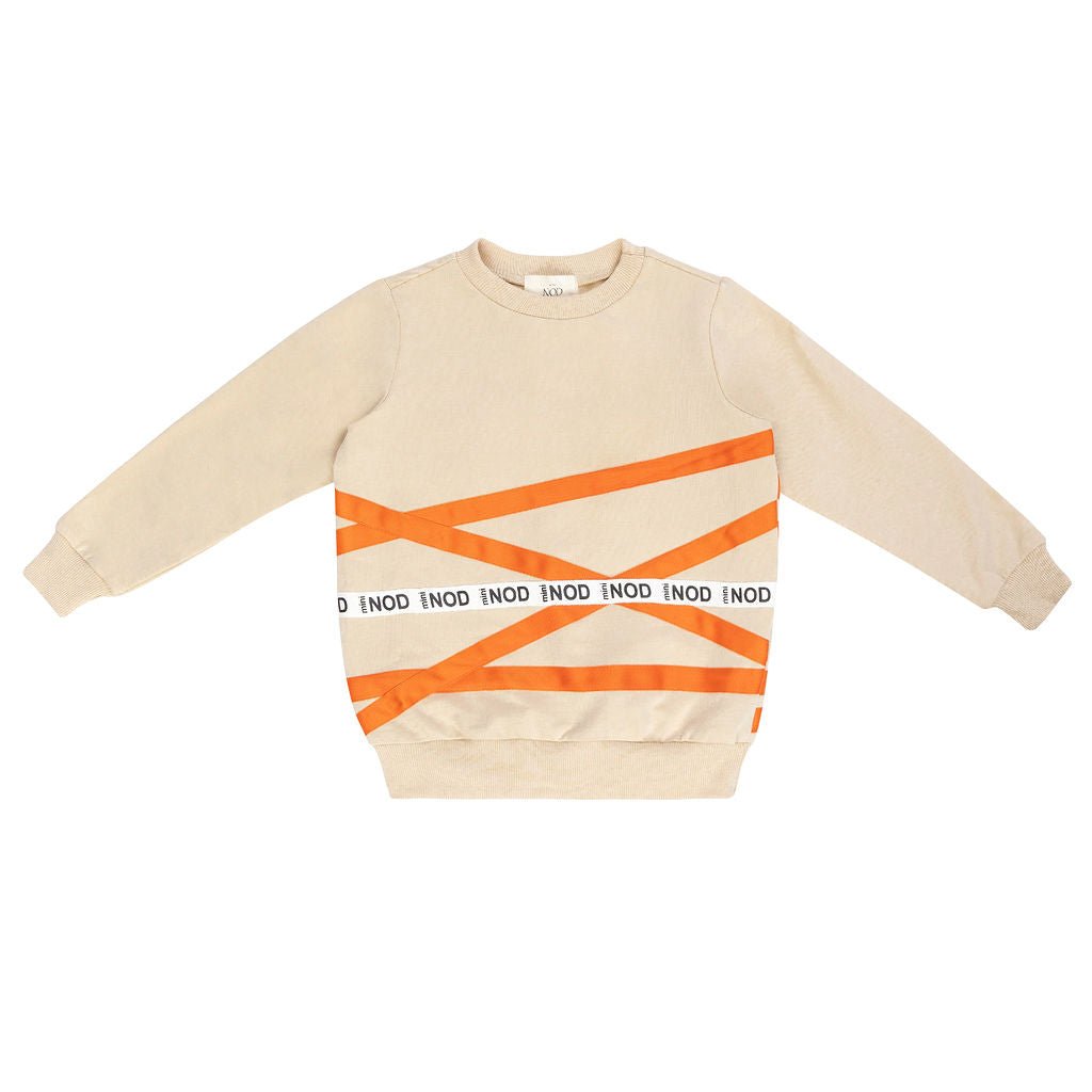 Mini Nod Crossover Ribbon Sweatshirt Sand/Orange | Macaroni Kids